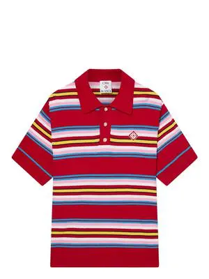 Casablanca Stripe Oversized Polo Shirt - Red