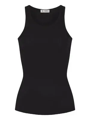 Eterne High Neck Fitted Tank Top - Black
