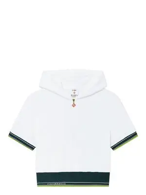 Casablanca Textured Velour Tennis Cropped Hooded Top - Multicolor