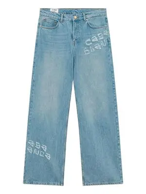 Casablanca Graffiti Distressed Denim Jeans - Multicolor