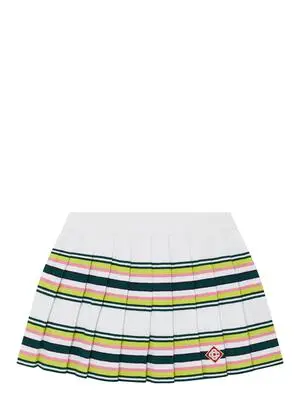 Casablanca Stripe Pleated Mini Skirt - Green