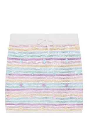 Casablanca Flower Stripe Cotton Crochet Mini Skirt - Multicolor