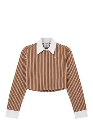 Casablanca Stripe Cropped Long Sleeve Shirt - White