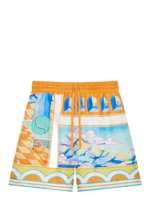 Casablanca Surreal Pool Silk Shorts - Multicolor