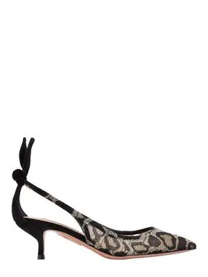 AQUAZZURA Bow Lace Pump 50 - Guld,svart