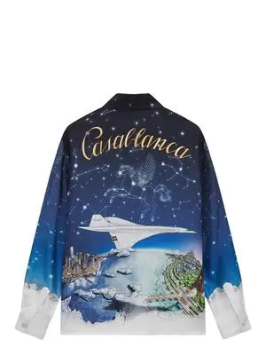 Casablanca Vol De Nuit Long Sleeve Silk Shirt - Multicolor