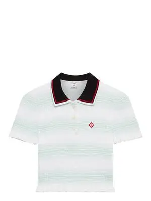 Casablanca Striped Shirred Polo Shirt - Multicolor