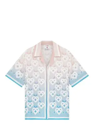 Casablanca Gradient Heart Monogram Silk Short Sleeve Shirt - Blue