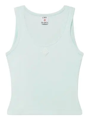Casablanca Ribbed Jersey Tank Top - White