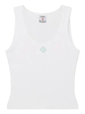 Casablanca Ribbed Jersey Tank Top - White