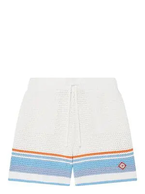 Casablanca Cotton Crochet Tennis Shorts - Blue