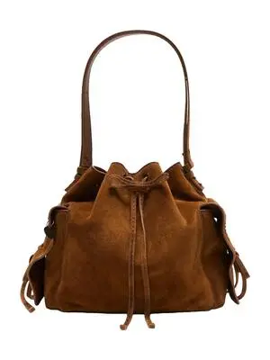 Acne Studios Multipocket Bucket Suede Bag - Cognac