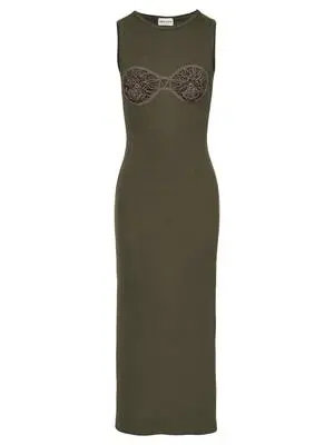 Magda Butrym Crochet Bra Cotton Tank Midi Dress - Green