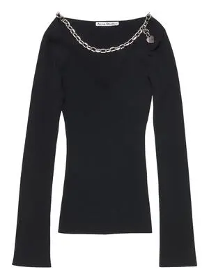 Acne Studios Top Knit Silver Charm - Black