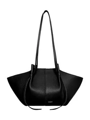 Yuzefi Mochi Pebble Grain Leather Shoulder Bag - Black