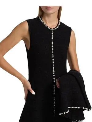 Rickie Freeman For Teri Jon Sleeveless Beaded Metallic Knit Midi Dress - Black
