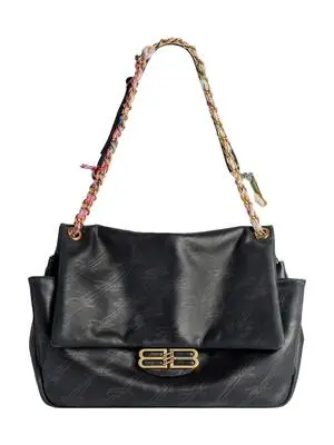 Balenciaga Leather Shoulder Bag With Bb Logo - Black