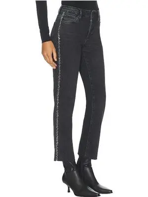 Paige Mason Ankle Straight Jeans With Embellished Side Detail - Black
