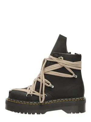 Rick Owens X Dr. Martens 1460 Quad Sole Megalace Ankle Boot - Black