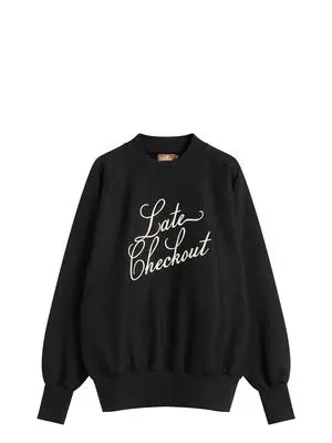 LATE CHECKOUT Script Crewneck Sweatshirt - Black/white