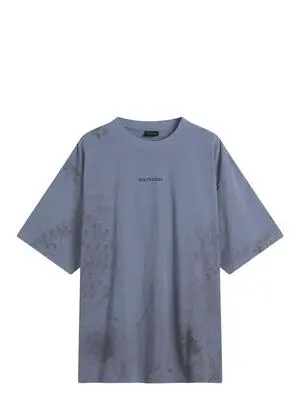 Balenciaga Dirty Logo T-shirt - Faded Dark Blue/blk