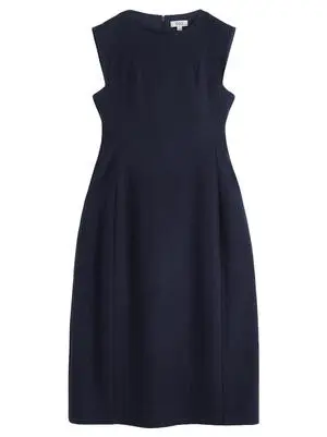 Cos Sculpted Brushed Wool Midi Dress - Navy