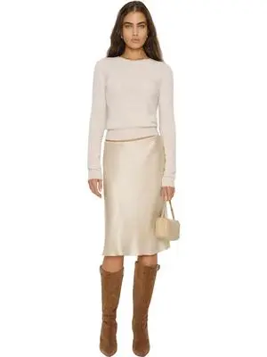 REFORMATION Layla Silk Knee Length Skirt - Ivory
