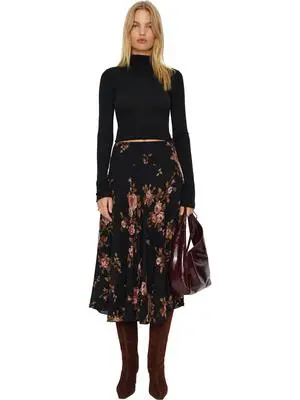 REFORMATION Sophie Midi Skirt - Black