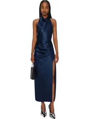 REFORMATION Emeline Silk Midi Dress Navy