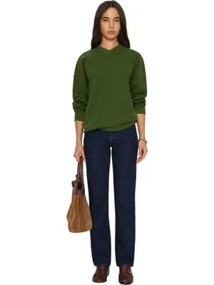 REFORMATION Bowie V-Neck Sweatshirt Grass