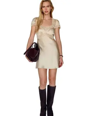 REFORMATION Romi Silk Mini Dress Ivory