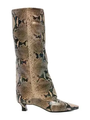 THE SELLER Snakeskin-print Kitten Heel Boots - Neutrals