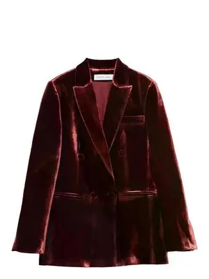 Raquel Diniz Velvet Double-breasted Blazer - Red