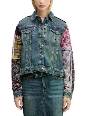Desigual Denim Button Jacket - Blue