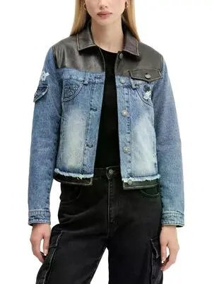 DESIGUAL Paneled Frayed Jacket
