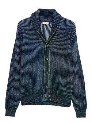 Jacob Cohen Striped Ribbed-Knit Cardigan Blue