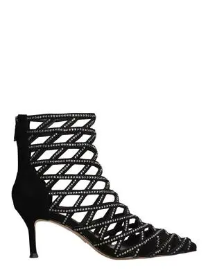 Lola Cruz 65mm Alva Embellished Caged Boots - Black