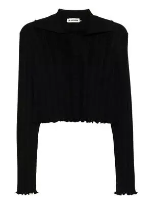 JIL SANDER Frilled Cardigan - Black