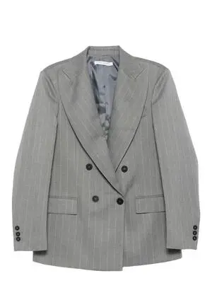 MAR DE MARGARITAS Pinstriped Double-breasted Blazer - Grey