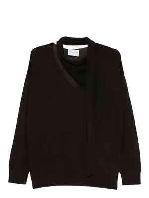 ISABELLE BLANCHE V-neck Tie Sweater - Brown