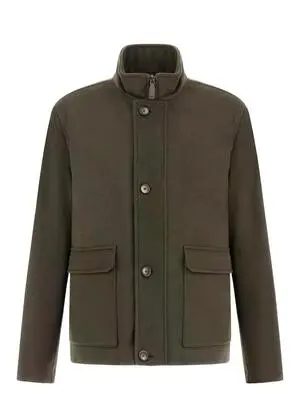Herno Buttoned High-Neck Jacket Green