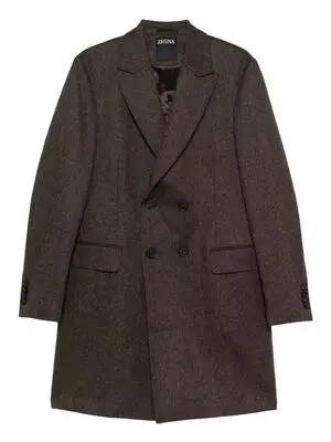 Zegna Cashmere Double-breasted Coat - Brown