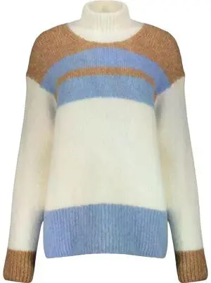 Herno Striped High-neck Sweater - White