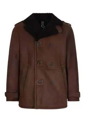 DFOUR Buttoned Leather Jacket - Brown