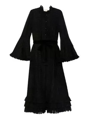 Valentino Garavani Ruffled Bell-sleeve Dress - Black