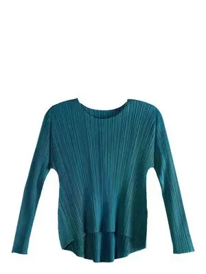 Issey Miyake Pleated Long-sleeve Top - Blue