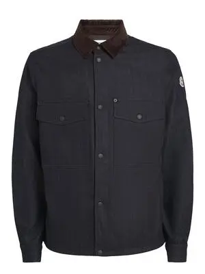 Moncler Corduroy-trim Denim Shirt Jacket - Blue