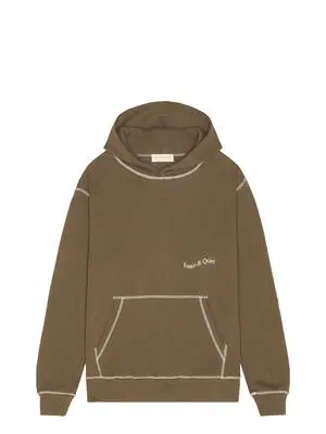 MUSEUM OF PEACE & QUIET Wordmark Reverse Stitched Hoodie - Brown