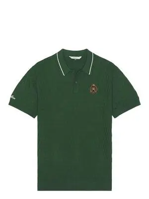 MALBON Crest Knit Polo In Green - Myrtle