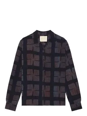 KARDO Chintan Block Print Boxy Fit Long Sleeve Shirt In Black - Bp140 Print